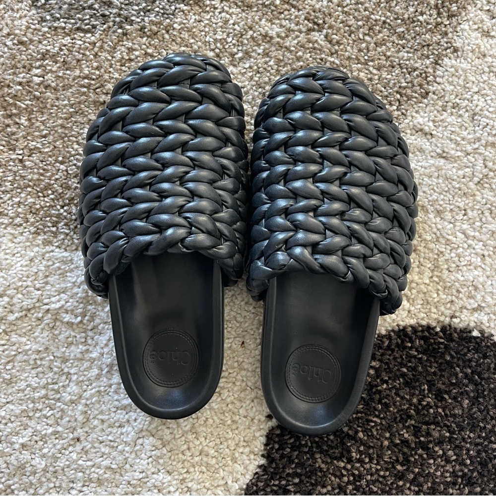 Chloe Slide Sandal Weaved Leather - Gem